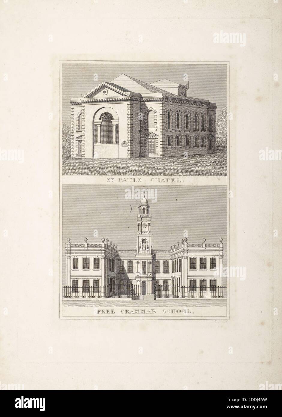 Engraving, St Paul's Chapel and Free Grammar School, Birmingham ...