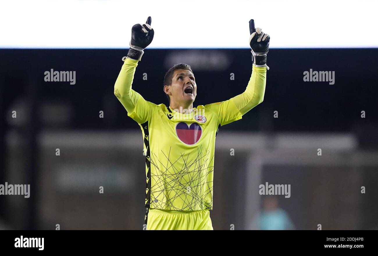 Reading goalkeeper Rafael Cabral celebrates after team-mate Lucas Joao ...