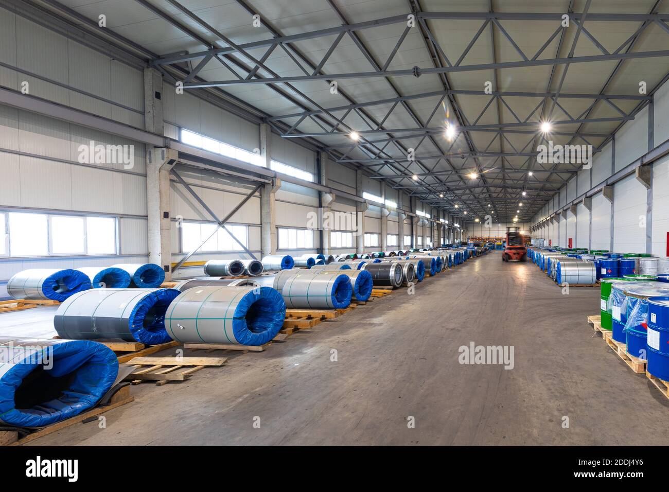 aluminum processing in a modern plant, a huge warehouse, an engineering ...