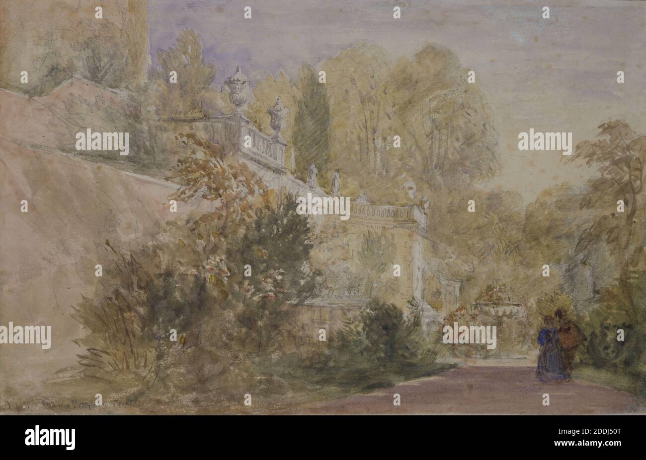 Sketch of the Terrace in Garden of Powis Castle, 1845 David Cox ...