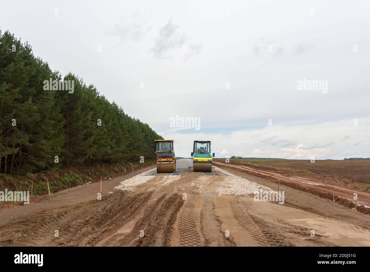 Special road vehicles. Compactor At Road Compaction Works. A roller ...