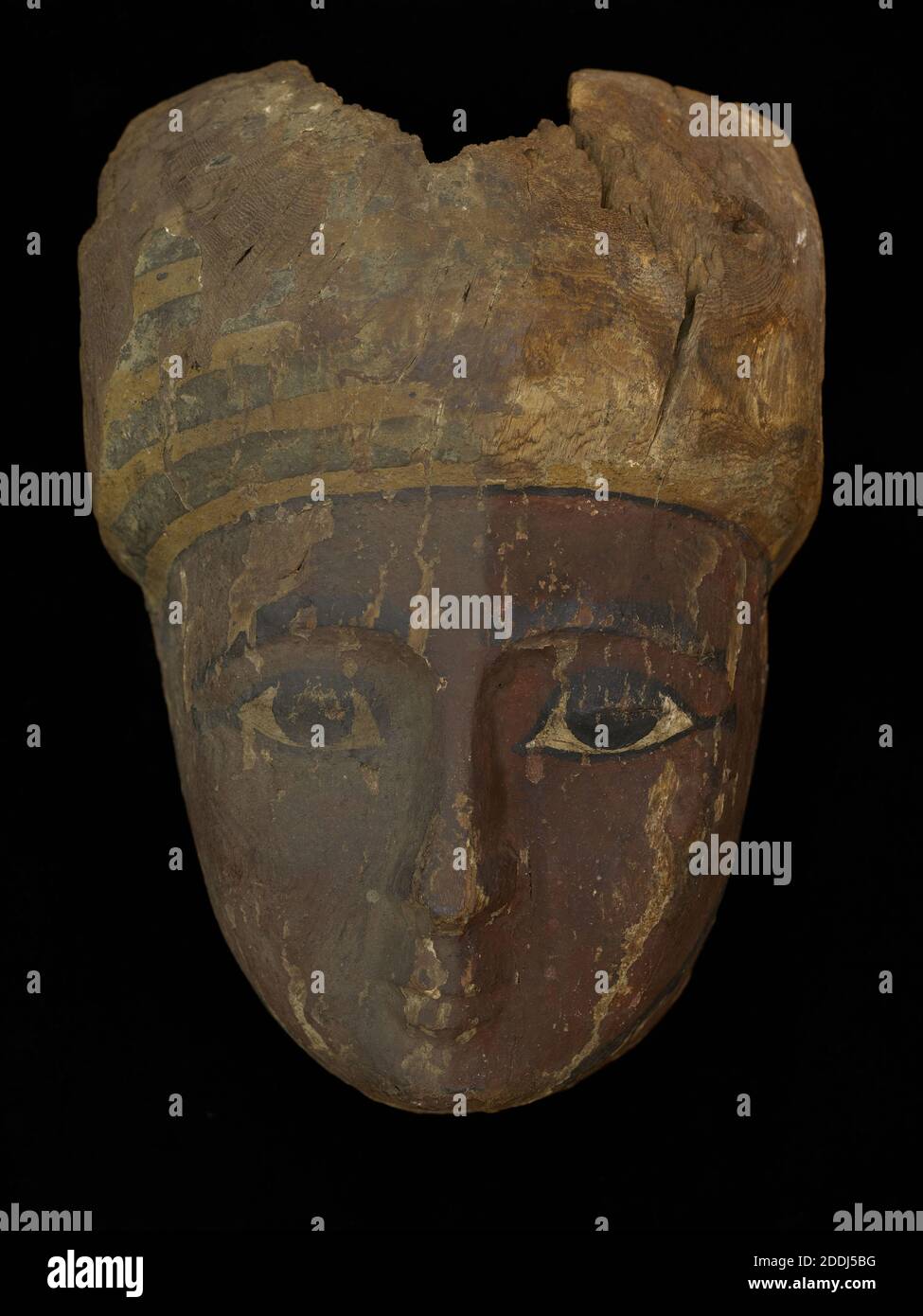 Wooden Head from mummy case (mid-conservation). Ancient Egypt, Wood ...