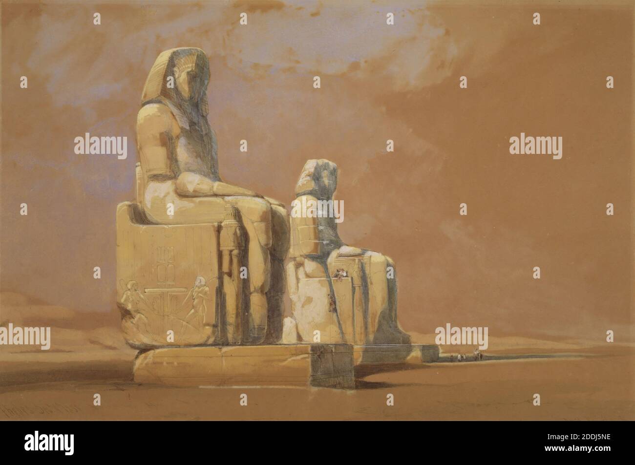 Colossi, Thebes, Egypt, 1838 David Roberts, Ancient Egypt, Watercolour ...