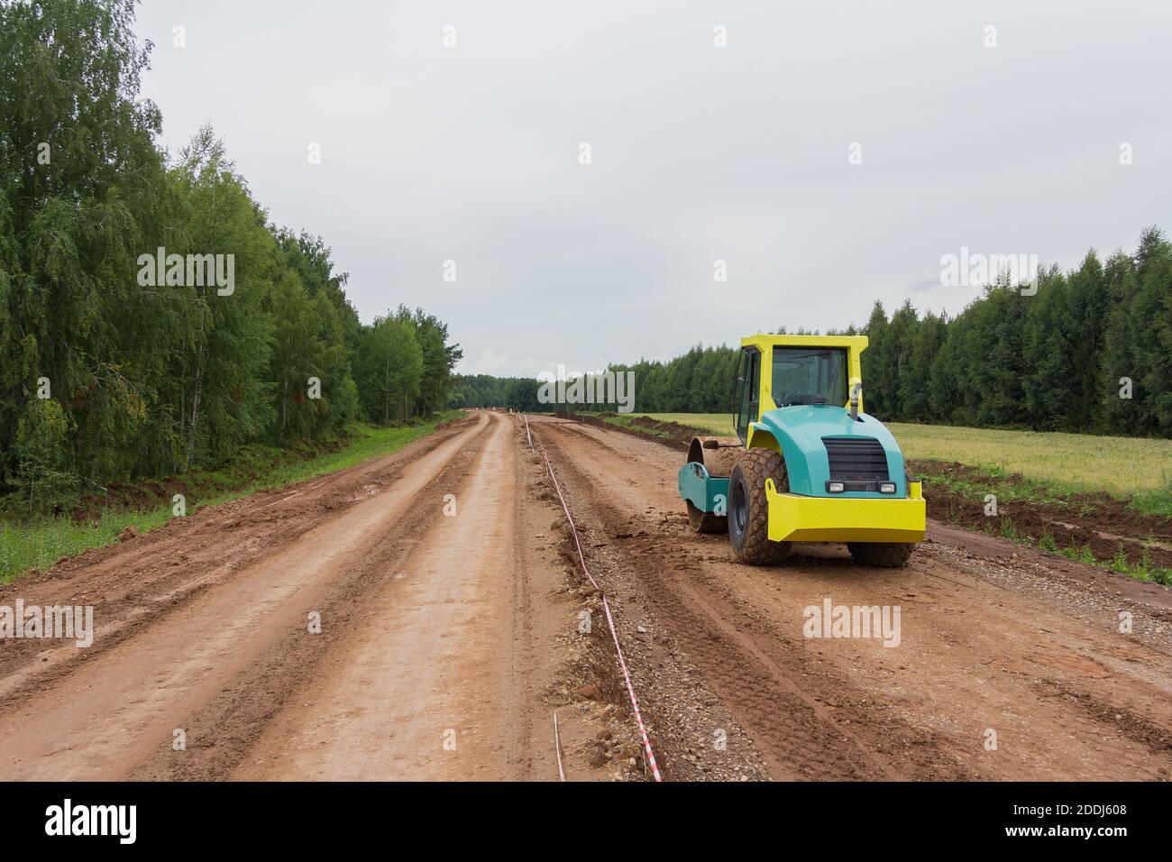Special road vehicles. Compactor At Road Compaction Works Stock Photo ...