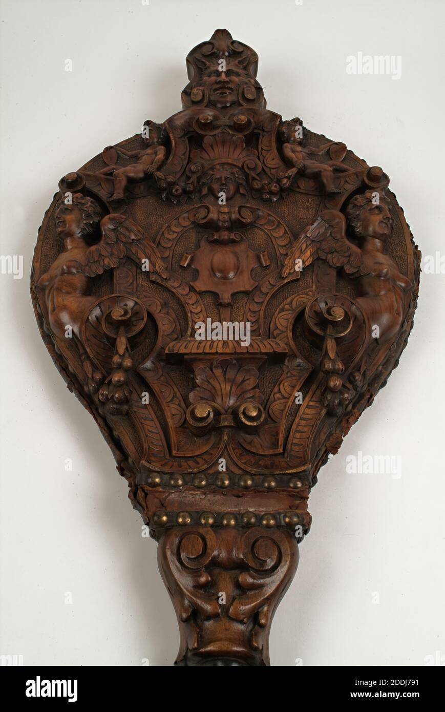 Bellows, 1500-1600 Pair of Italian, ornately carved walnut and bronze ...