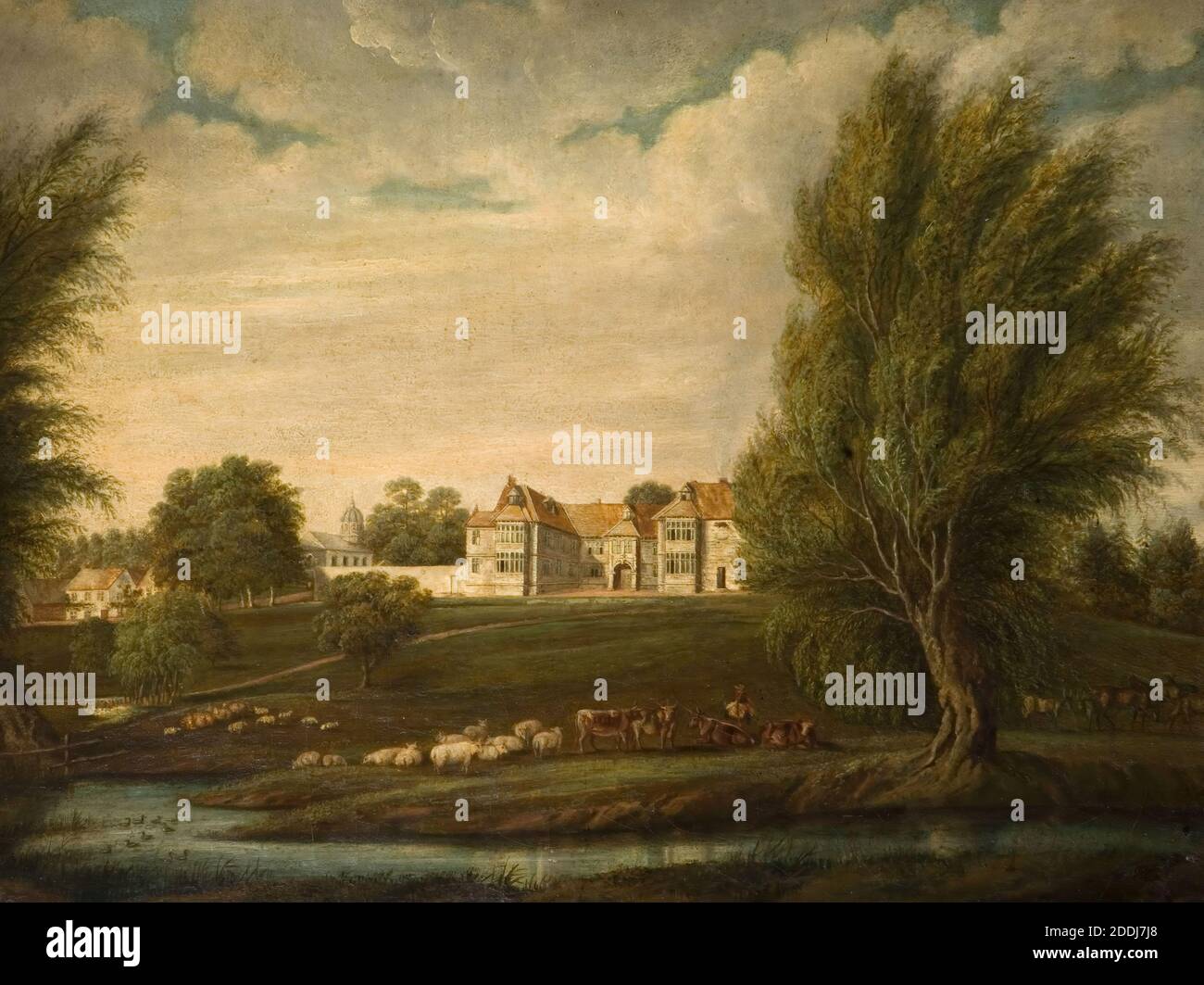 Birdingbury Hall, Warwickshire, 1800 British School, Landscape, Oil ...