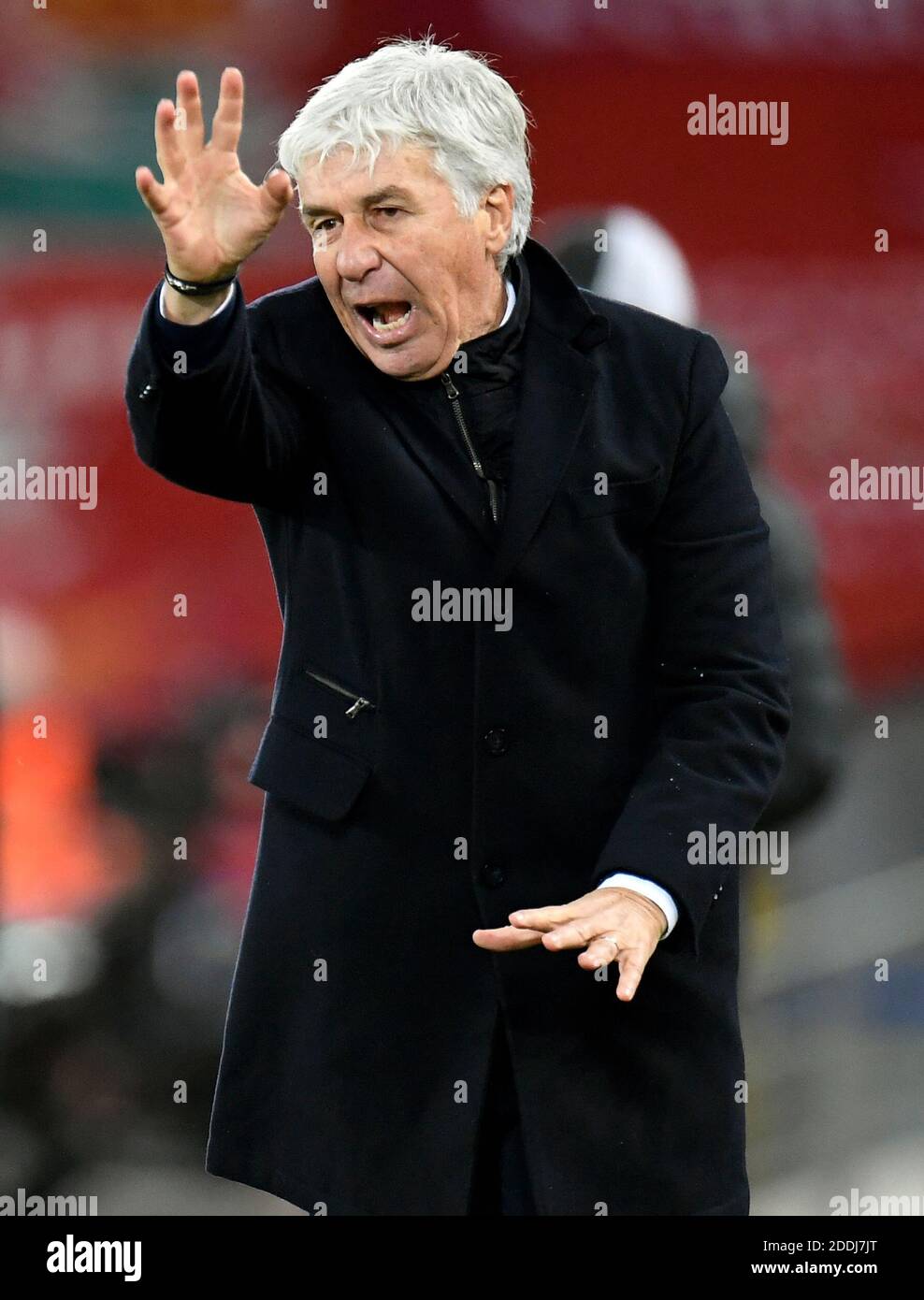 Atalanta manager Gian Piero Gasperini during the UEFA Champions League Group D match at Anfield Liverpool Stock Photo Alamy