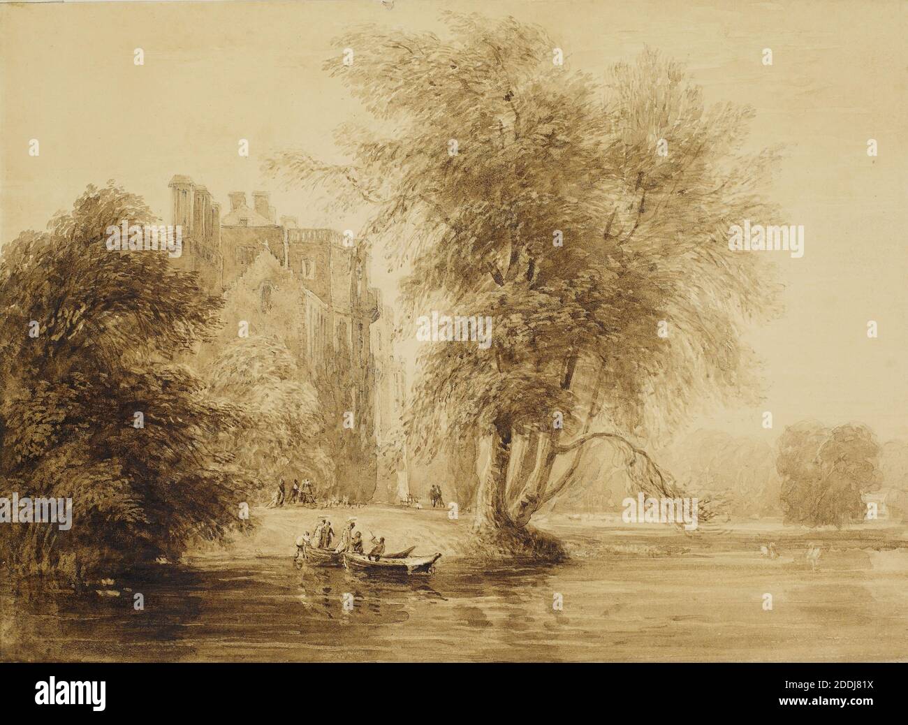 Guy's Cliff, 1827 By David Cox, Boat, Tree, Lake, Watercolour, River ...