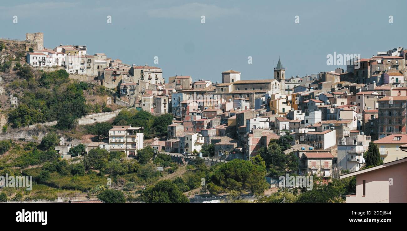 view on mountain village of Castel di Lucio old town of Sicily ...