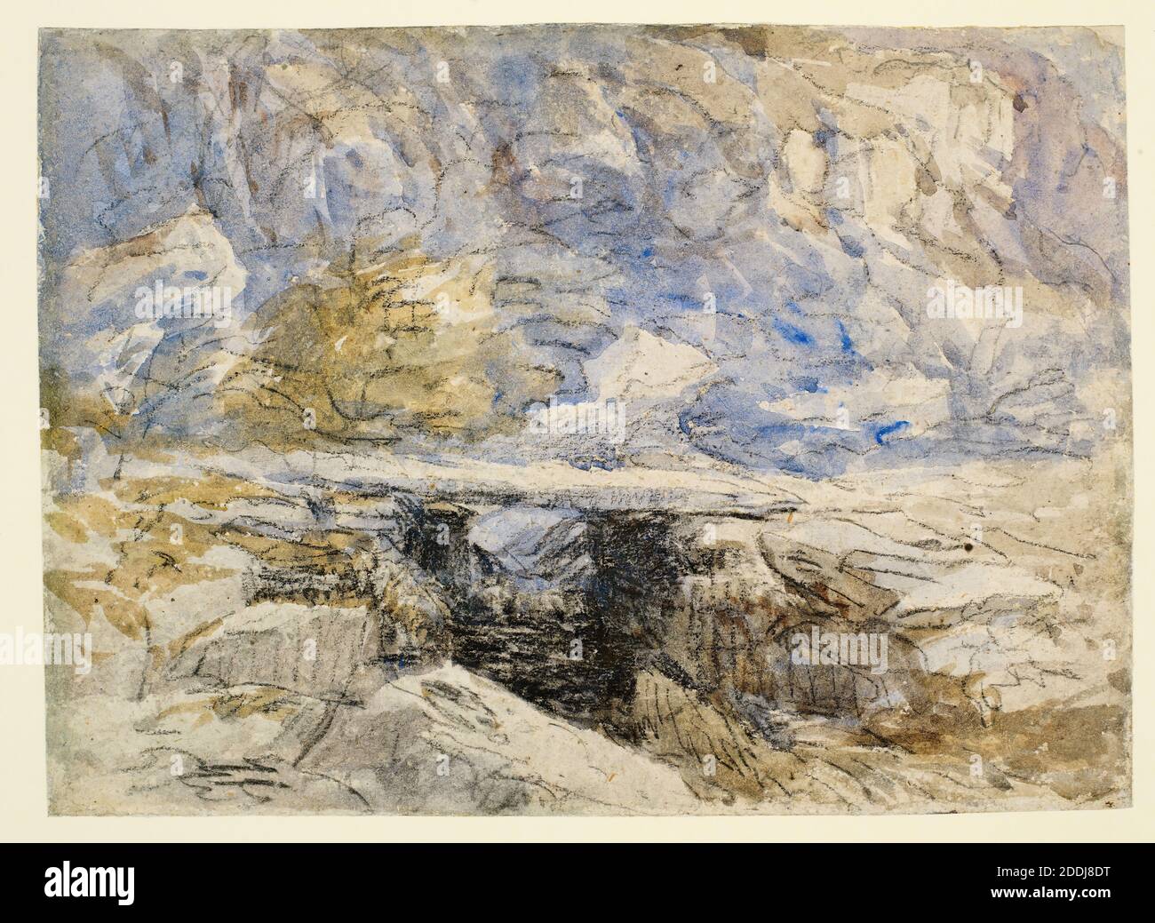 Stone Bridge, Wales, 1844-1856 David Cox. Watercolour, a landscape with ...