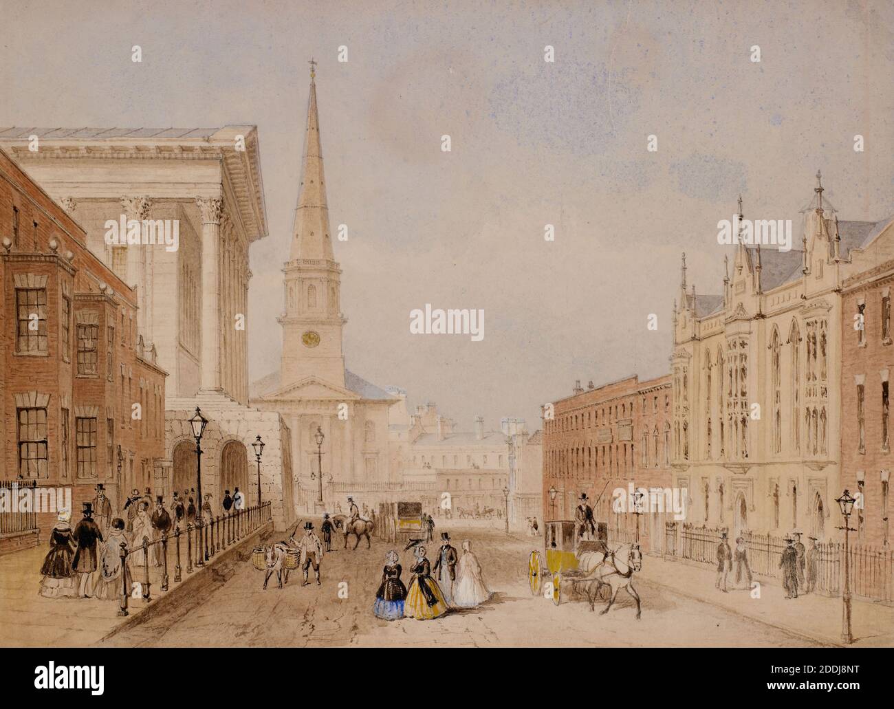 Topographical view of Birmingham, Watercolour, Paradise Street Towards ...