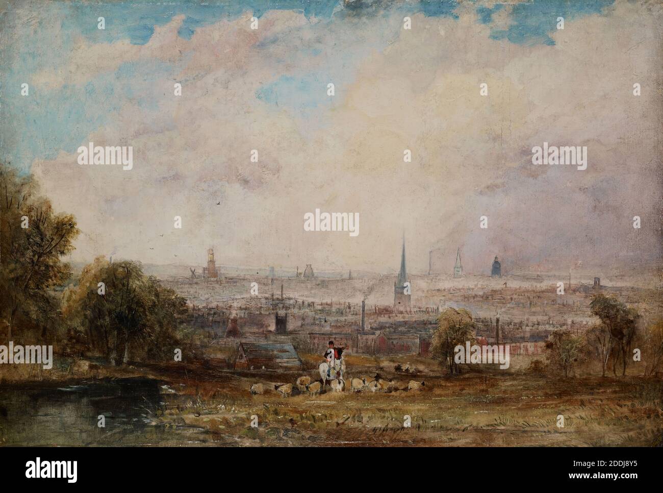 A Distant View of Birmingham, 1825-1830 Thomas Creswick, Landscape, Oil ...