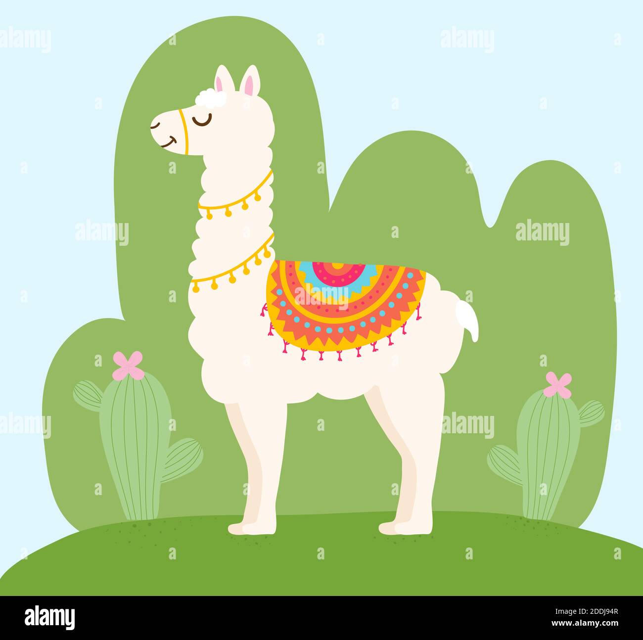 Cute cartoon peruvian llama alpaca vector graphic design. Animal with ...