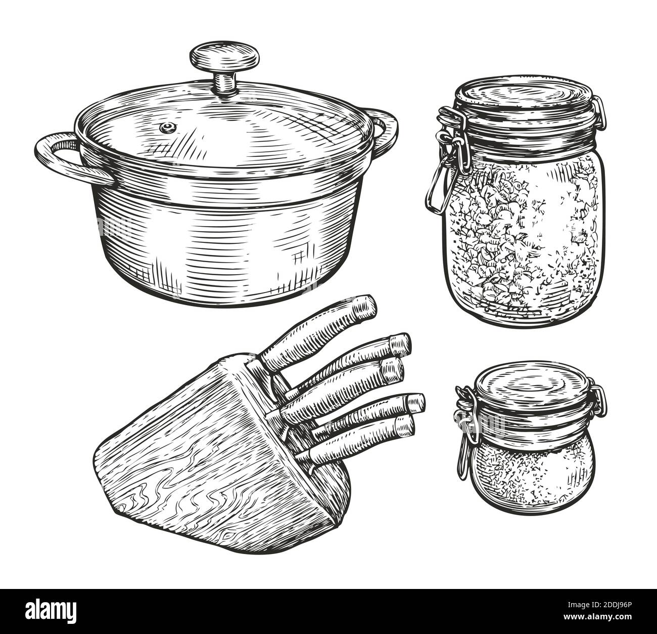 Tableware sketch. Cooking, food concept vintage vector illustration ...