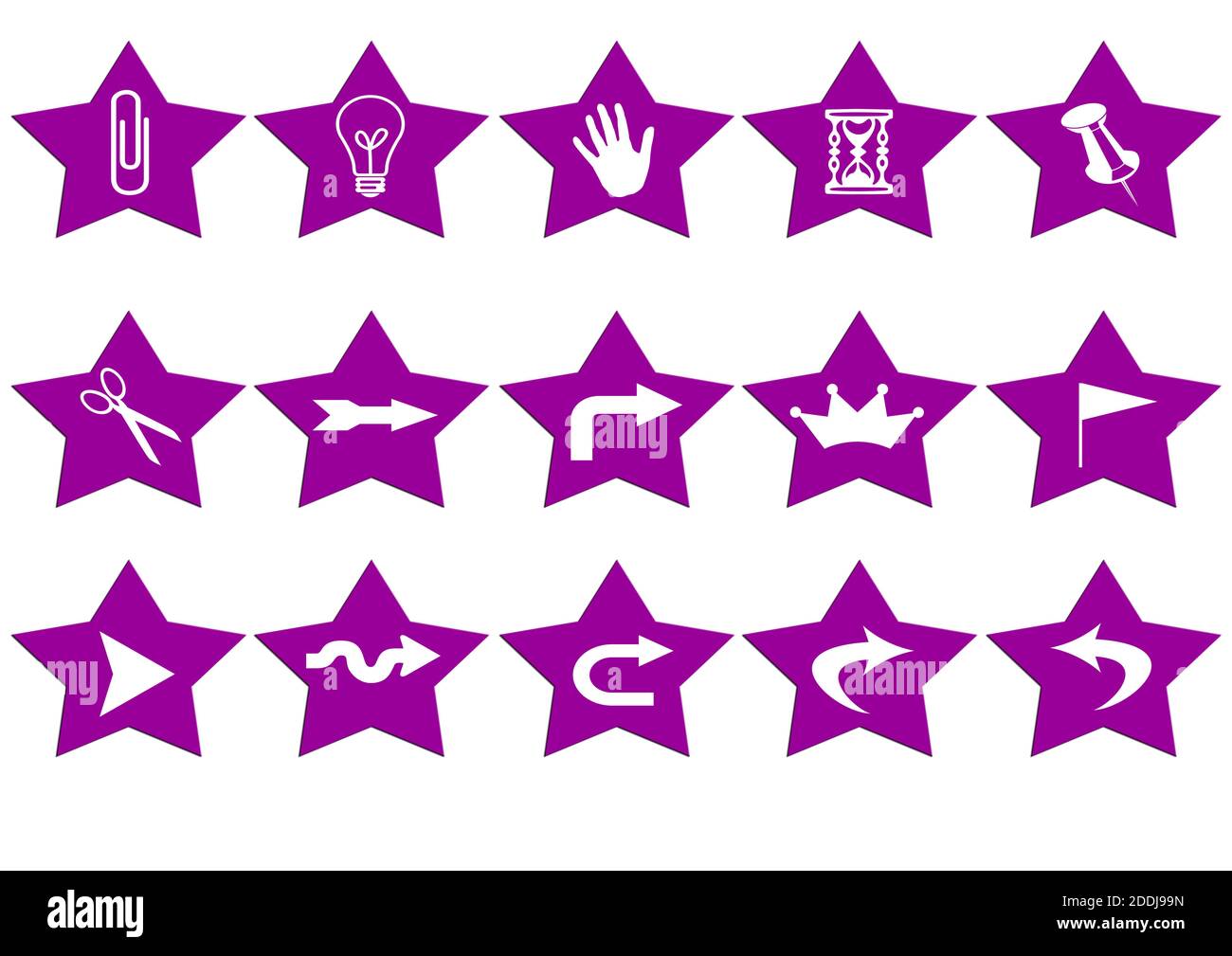 Web icon set in purple star button, various icon set Stock Photo - Alamy