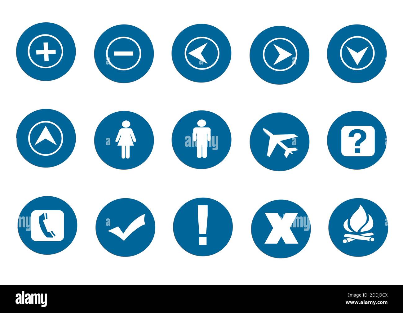 Web icon set in blue circle button, various icon set Stock Photo - Alamy