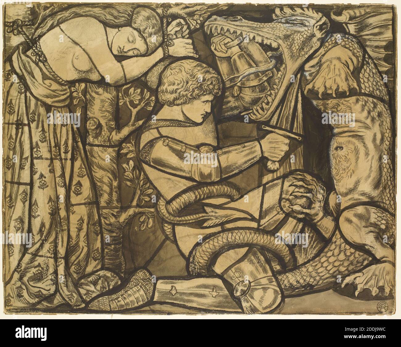 St George and the Dragon, St George fighting the Dragon, 1861-62 Dante ...