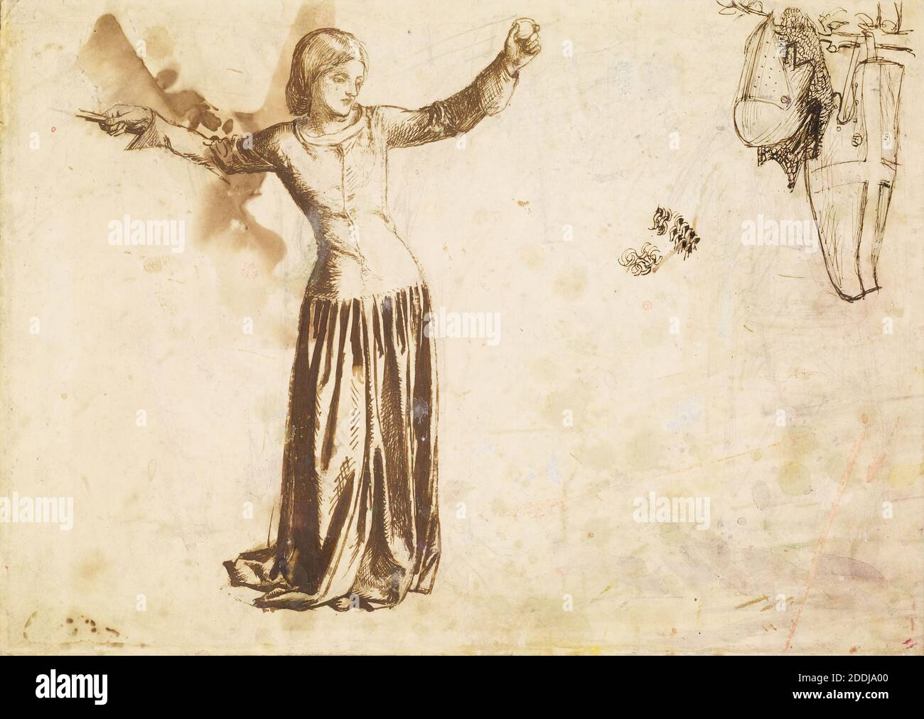 Launcelot at the Shrine of the Holy Grail, 1857 Study for Guenevere ...