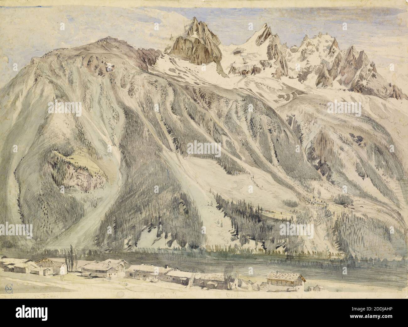 Aiguilles of Chamonix, 1849 Village of Chamonix, Franceat the foot of ...
