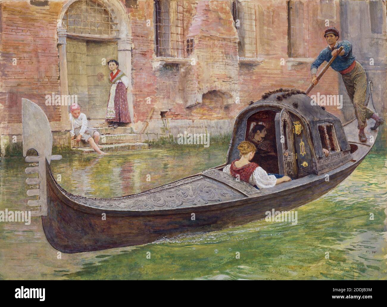 The Gondola, 1868 Frederick Walker, Boat, Watercolour, Canal, Italy ...