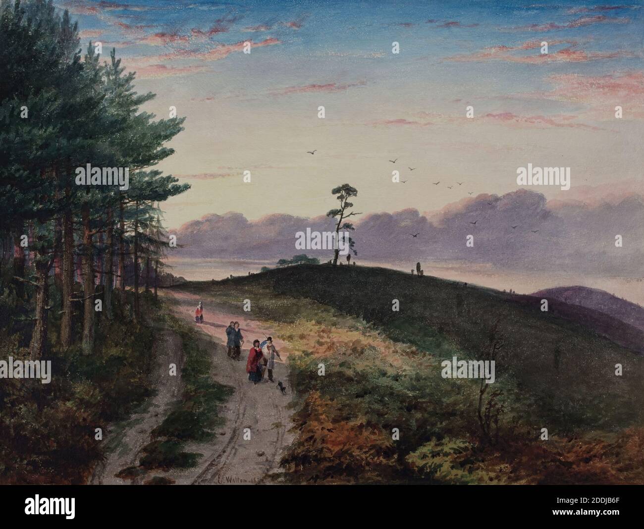 Road Over Cofton Hill, 1850-1880 Elijah Walton, Landscape, Watercolour ...