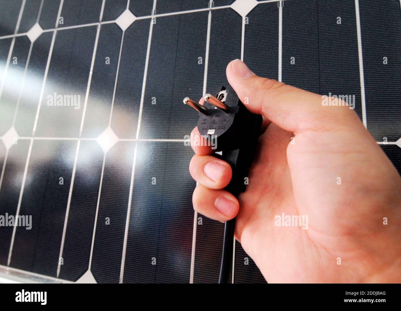 a power plug and solar panel, sustainable and ecological energy ...
