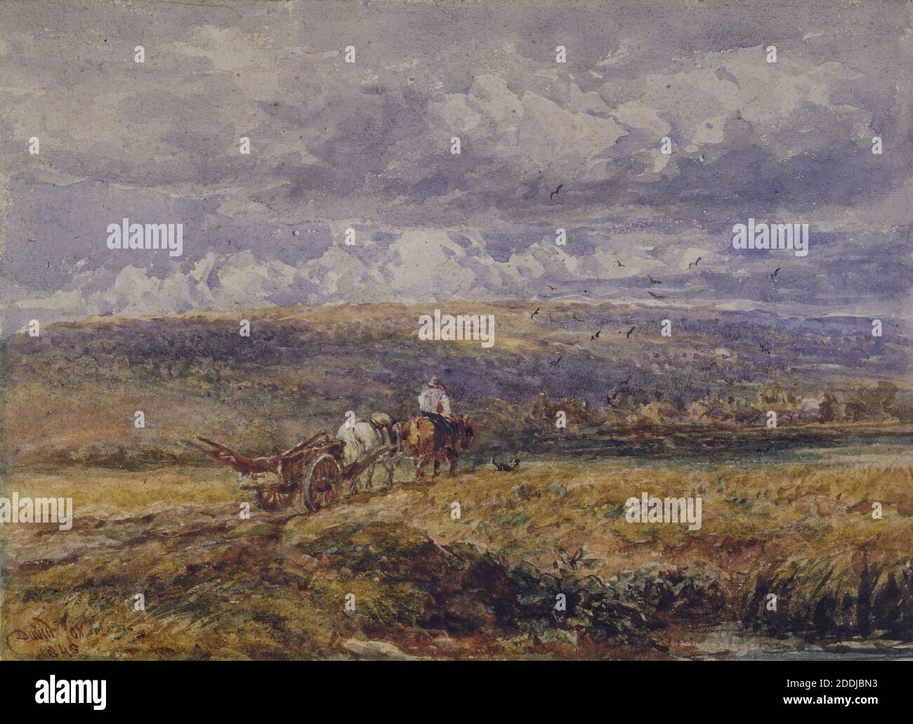 Carting Home the Plough, 1848 David Cox, Landscape, Watercolour, Animal ...