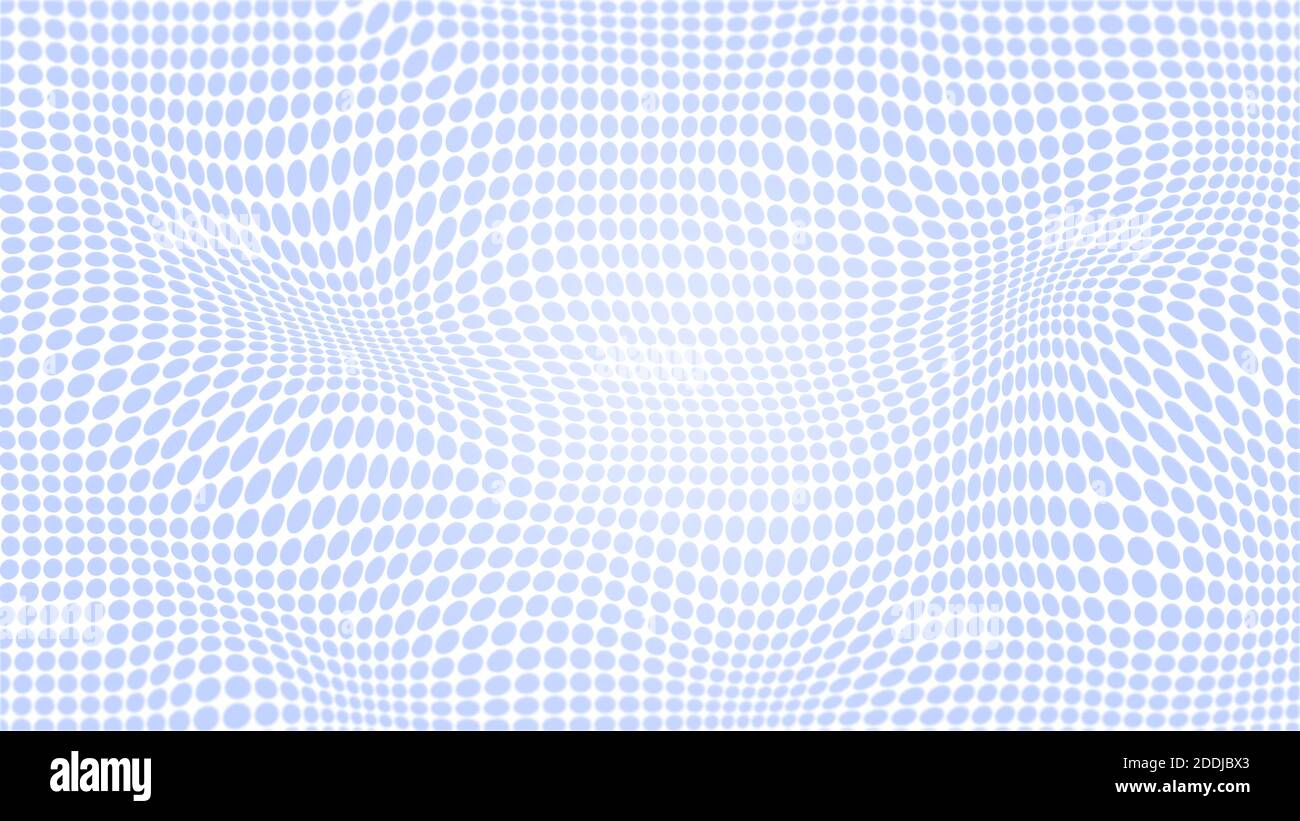 Distorted and wavy light blue dotted pattern on white background. 4K ...