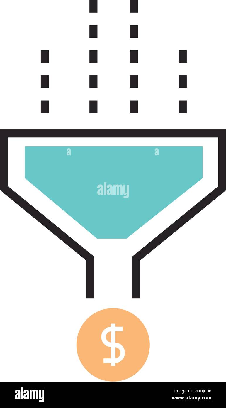 digital marketing funnel optimization vector illustration line and fill ...