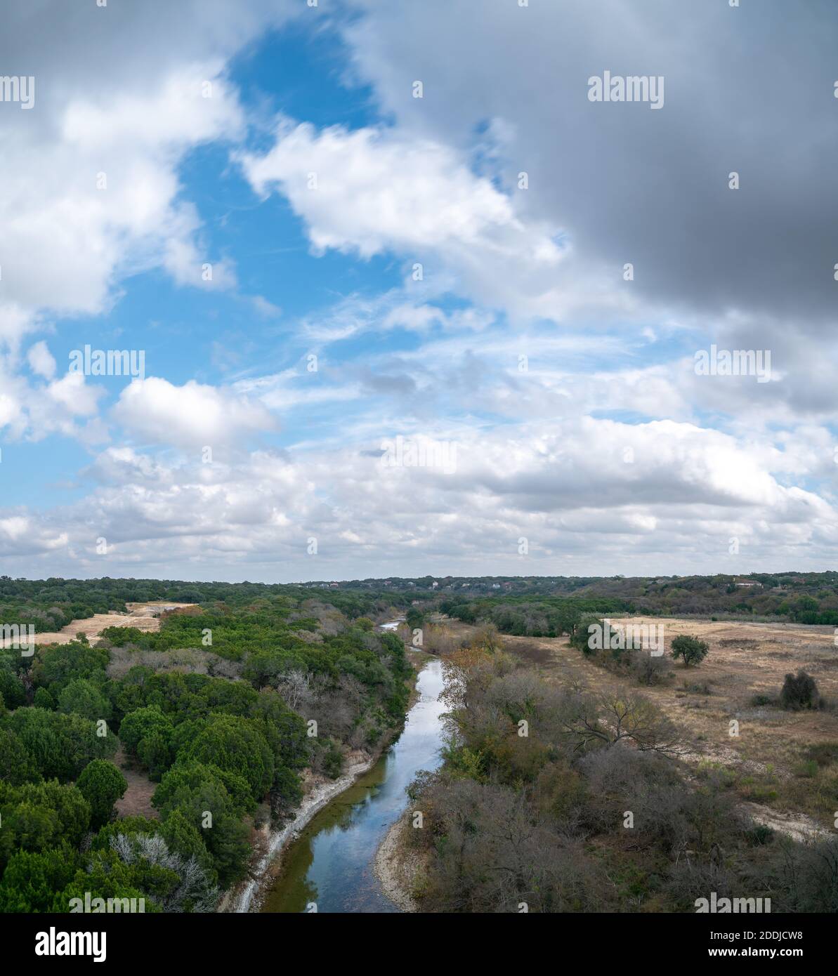 Aerial View of the Texas Hill Country Landscape with Houses on the ...