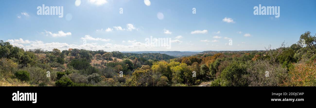 Parnoramic View of Texas Hill Country Landscape With Clear Bright Skies ...