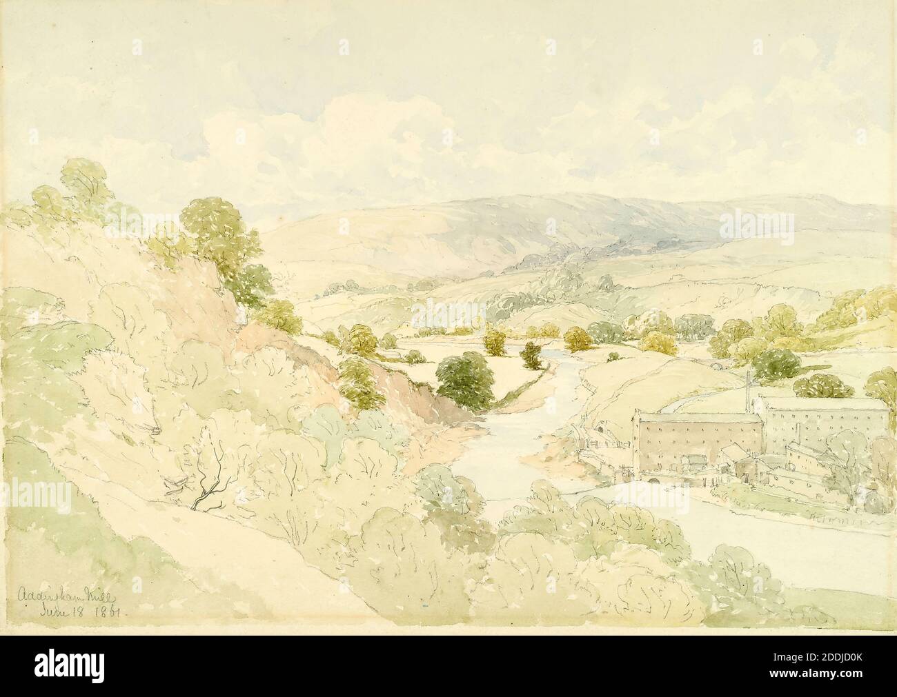 Addingham Mill, 1861 By E Stirling Howard, Landscape, Green ...