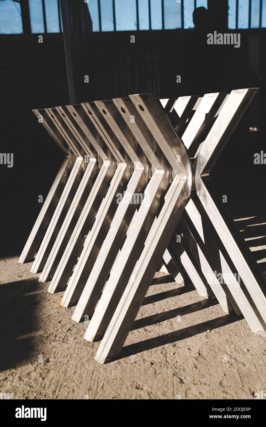 a vertical shot of a metal x-shaped object Stock Photo - Alamy