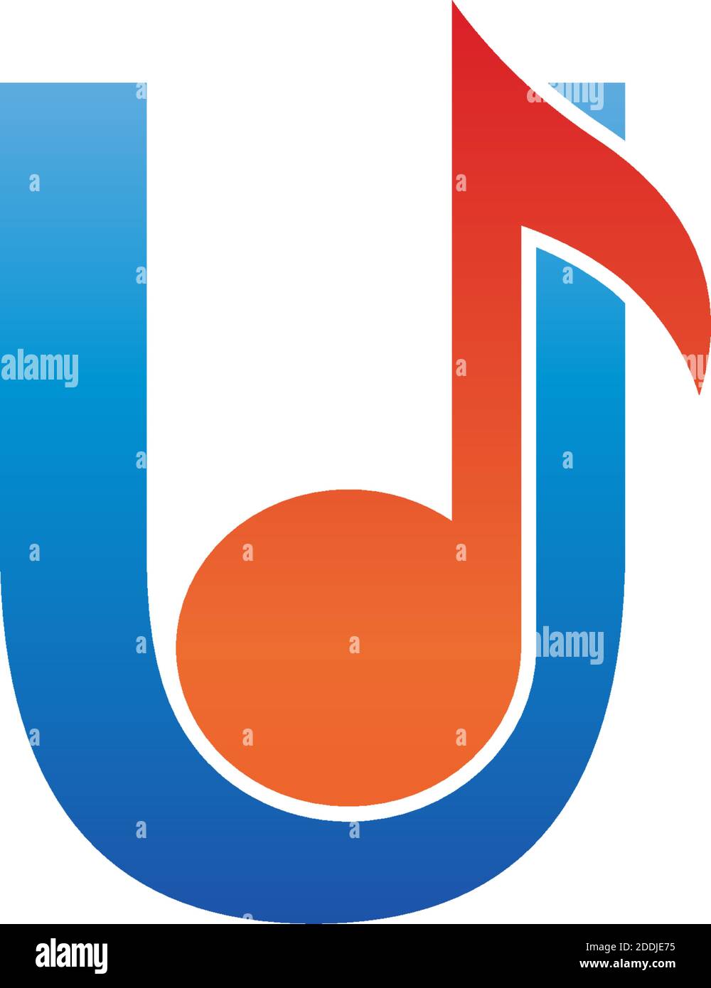 Letter U logo icon combined with note musical design template Stock ...