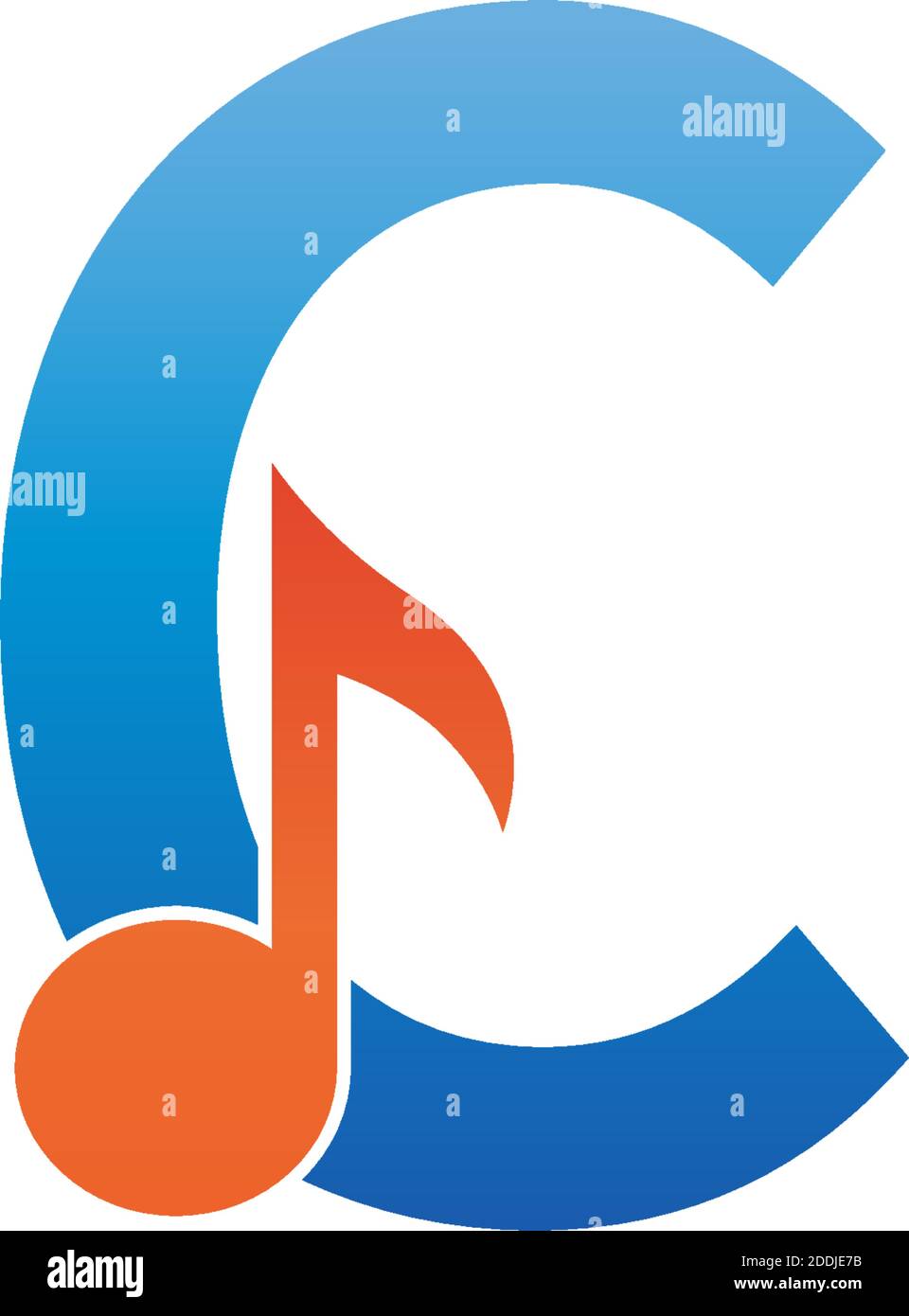 Letter C logo icon combined with note musical design template Stock ...