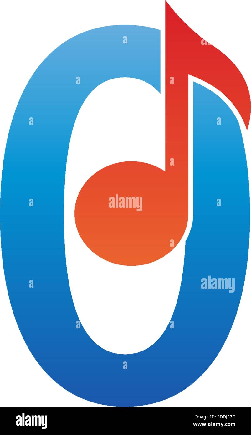 Number 0 logo icon combined with note musical design template Stock ...