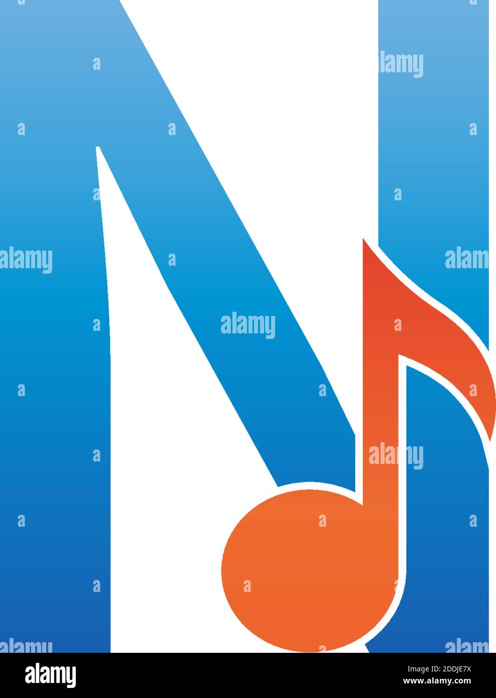 Letter N logo icon combined with note musical design template Stock ...