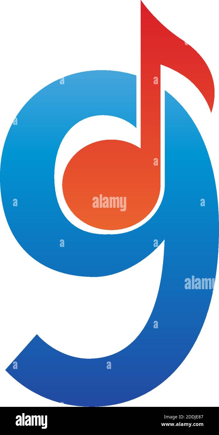 Number 9 logo icon combined with note musical design template Stock ...