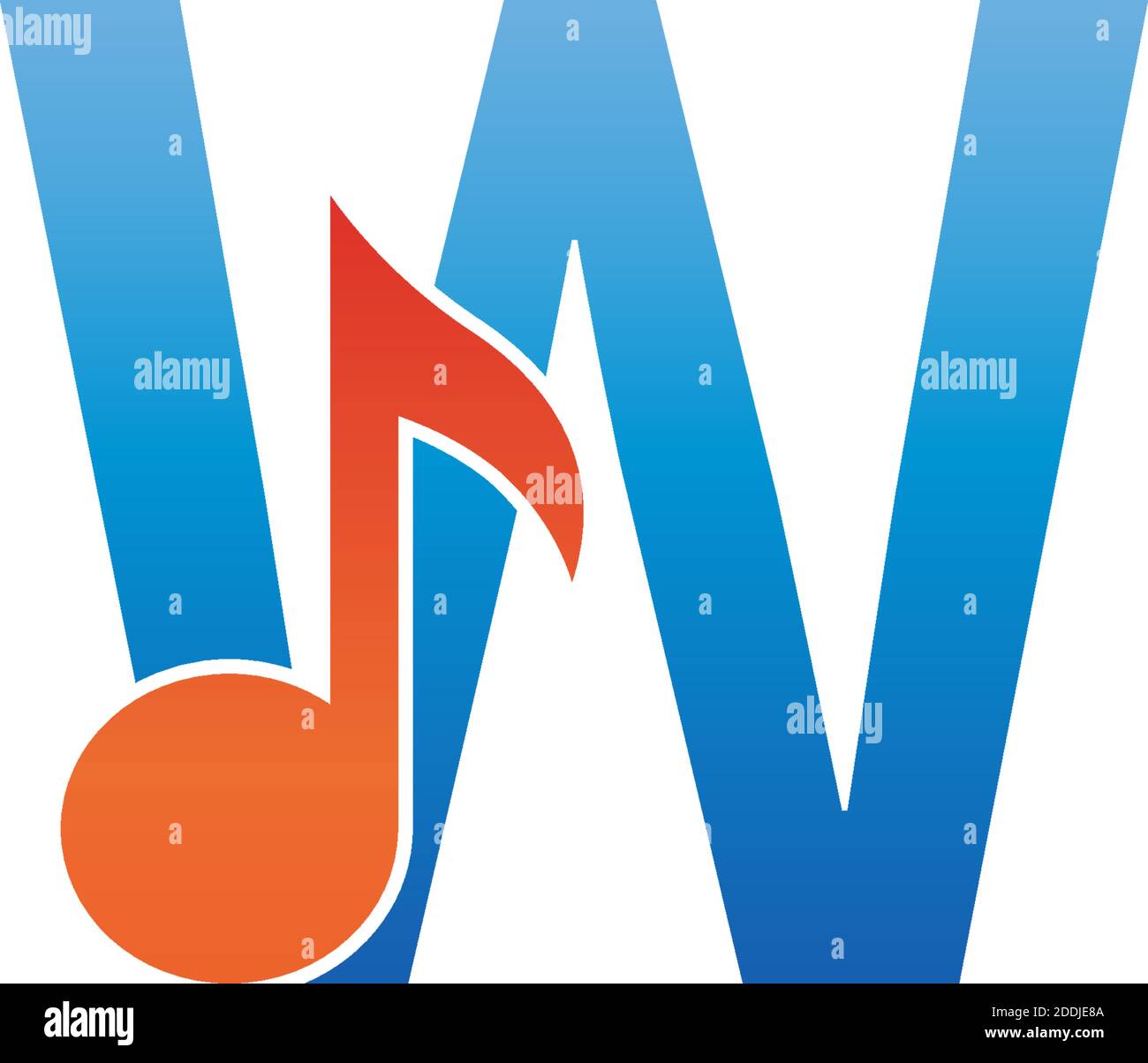 Letter W logo icon combined with note musical design template Stock ...