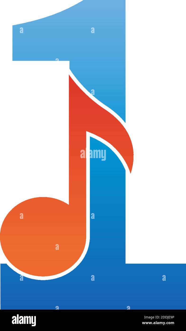 Number 1 logo icon combined with note musical design template Stock ...