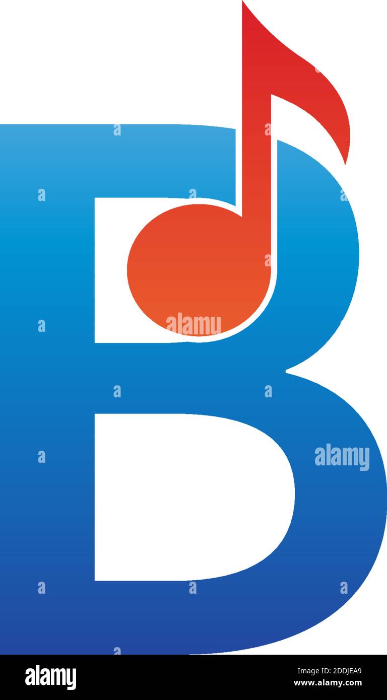 Letter B logo icon combined with note musical design template Stock ...