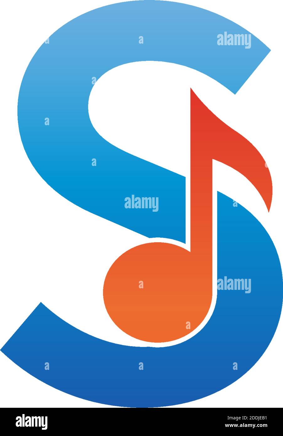 Letter S logo icon combined with note musical design template Stock ...