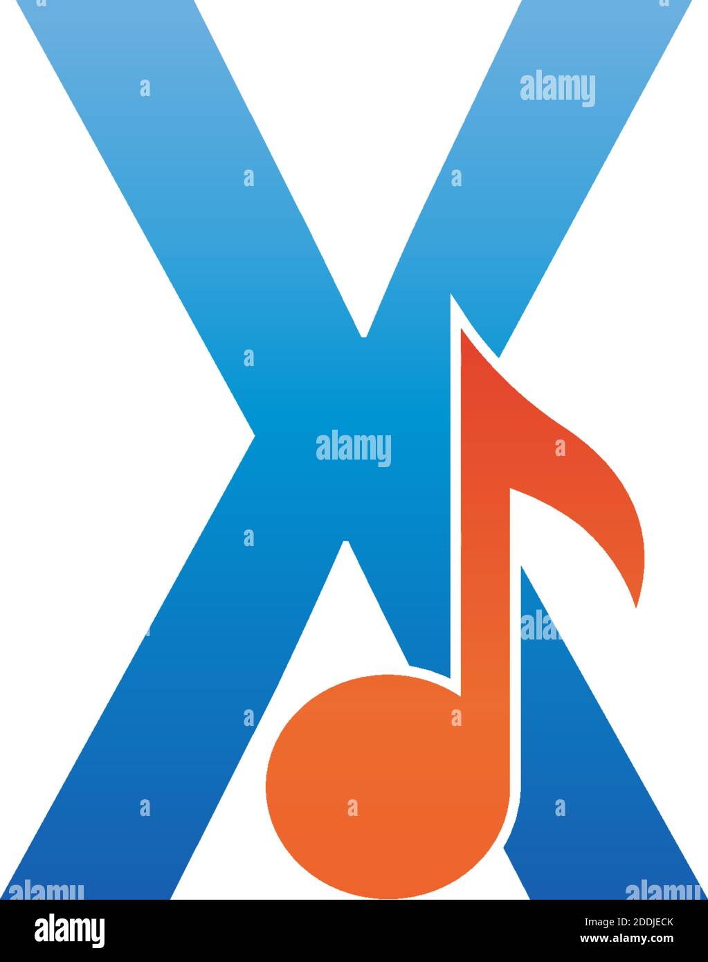 Letter X logo icon combined with note musical design template Stock ...