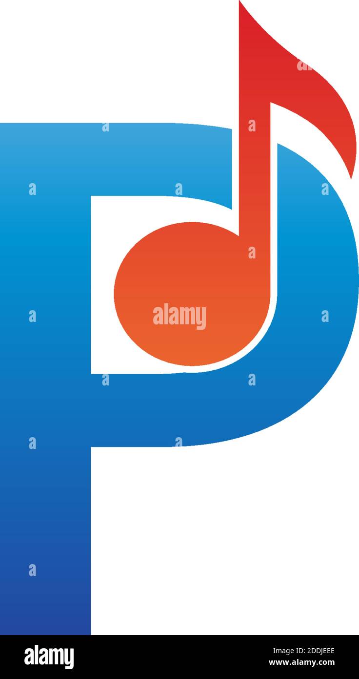 Letter P logo icon combined with note musical design template Stock ...