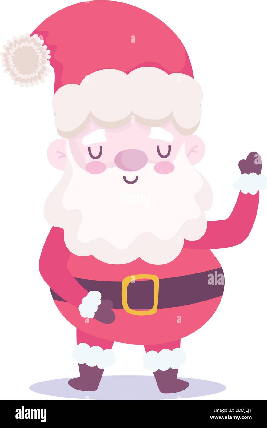 merry christmas, cute santa claus cartoon icon design vector ...