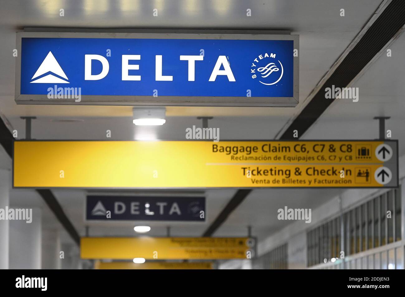 New York City, USA. 25th Nov, 2020. Delta Airline signage at LaGuardia ...