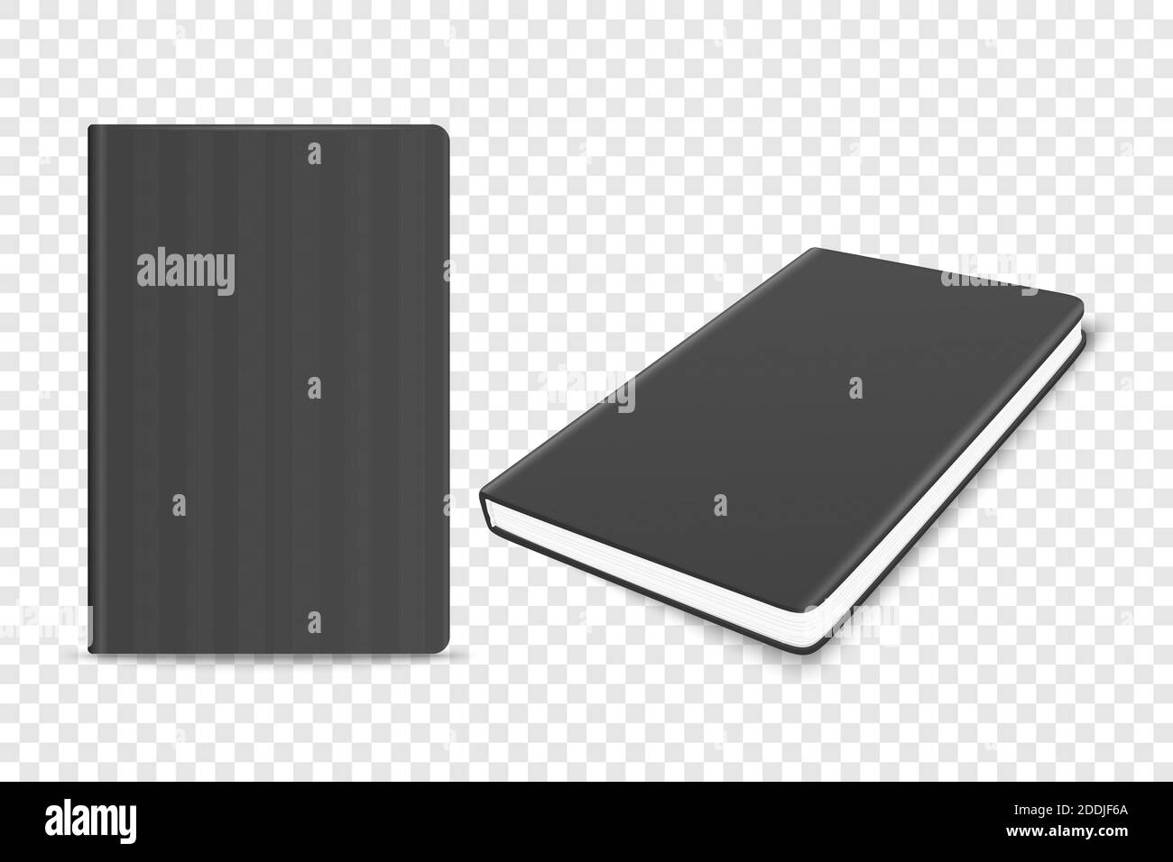 Vector 3d Realistic Black Closed Blank Paper Notebook Set Isolated on ...