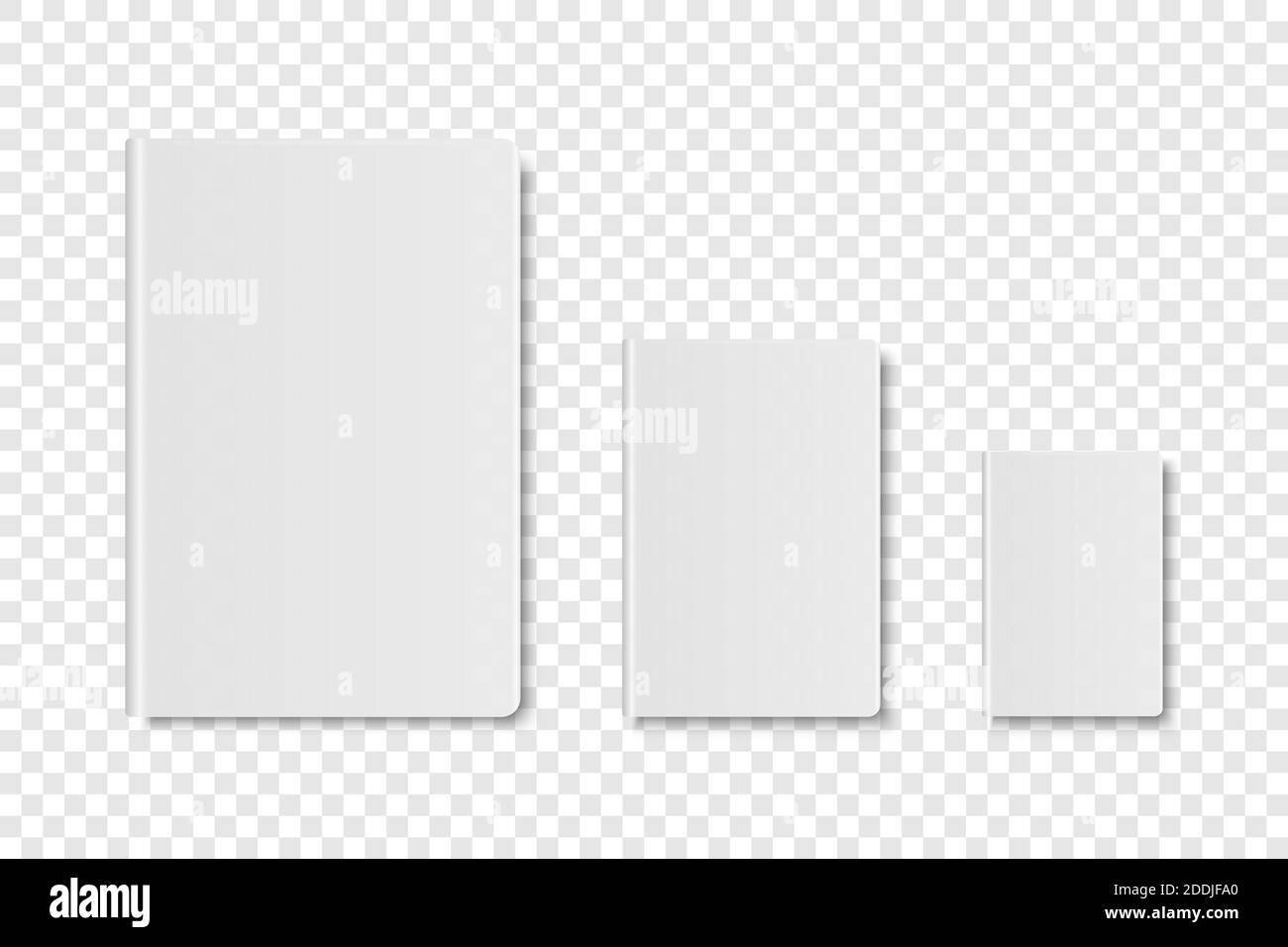 Vector 3d Realistic White Closed Blank Paper Notebook, Diary, Book Set ...