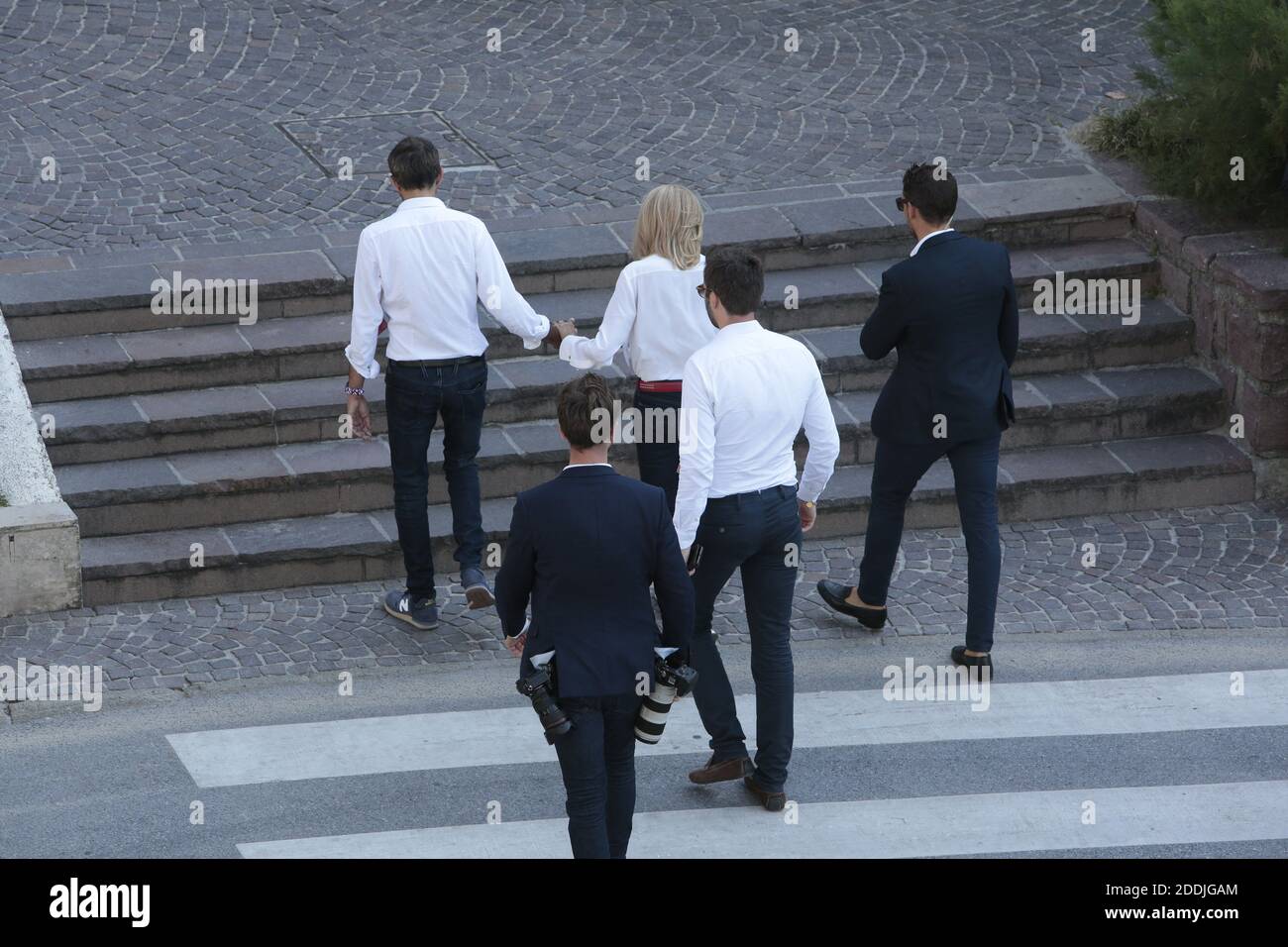 Brigitte Macron walking in Biarritz, France, on August 2019, during the ...