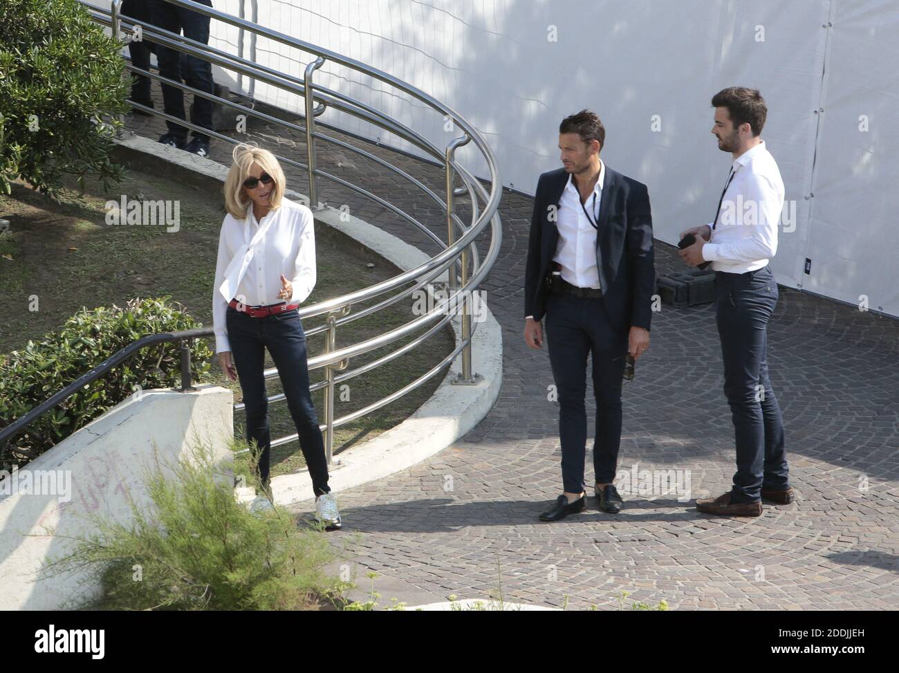 Brigitte Macron walking in Biarritz, France, on August 2019, during the ...
